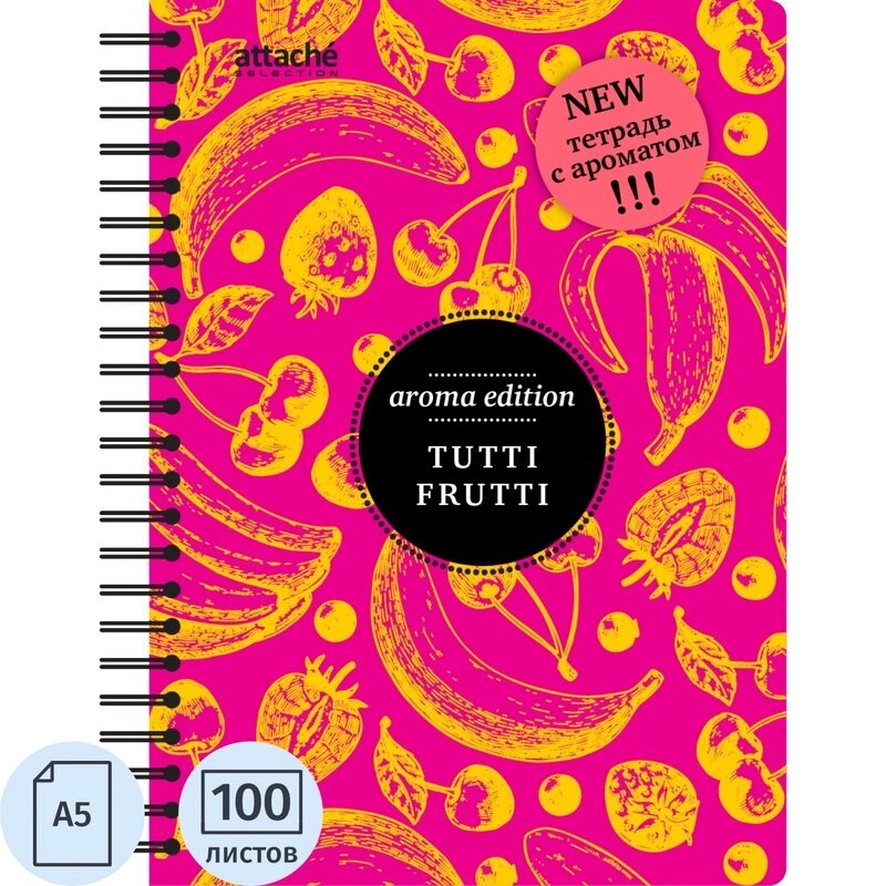 Бизнес-тетрадь ароматизир.100л, кл, А5, тутти фрутти, спир, тонир. блок 84904