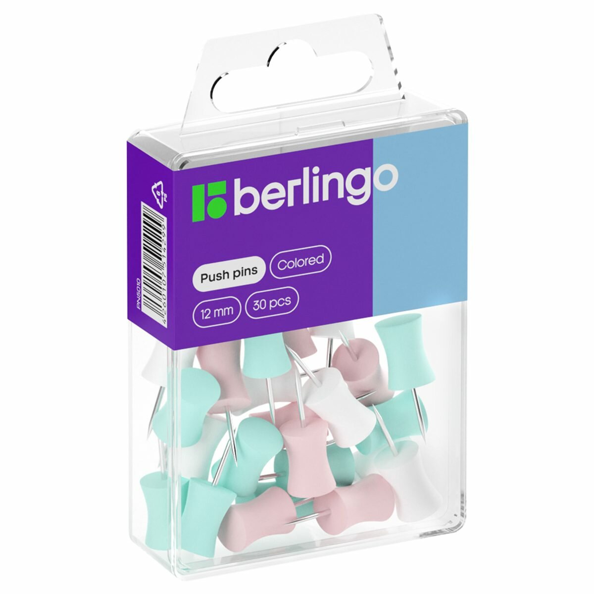 Кнопки силовые Berlingo, цветные, 30шт, пластиковая упак. (PN5010), 8 уп.
