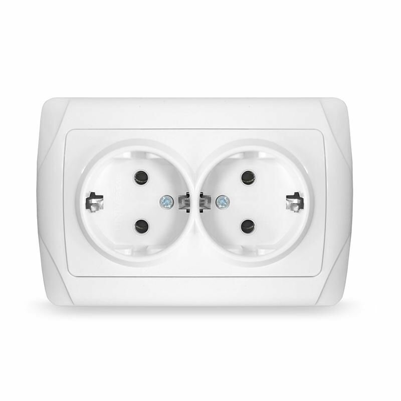 Розетка 2-м СП Маргарита 16А IP20 с заземл. бел. UNIVersal М0128