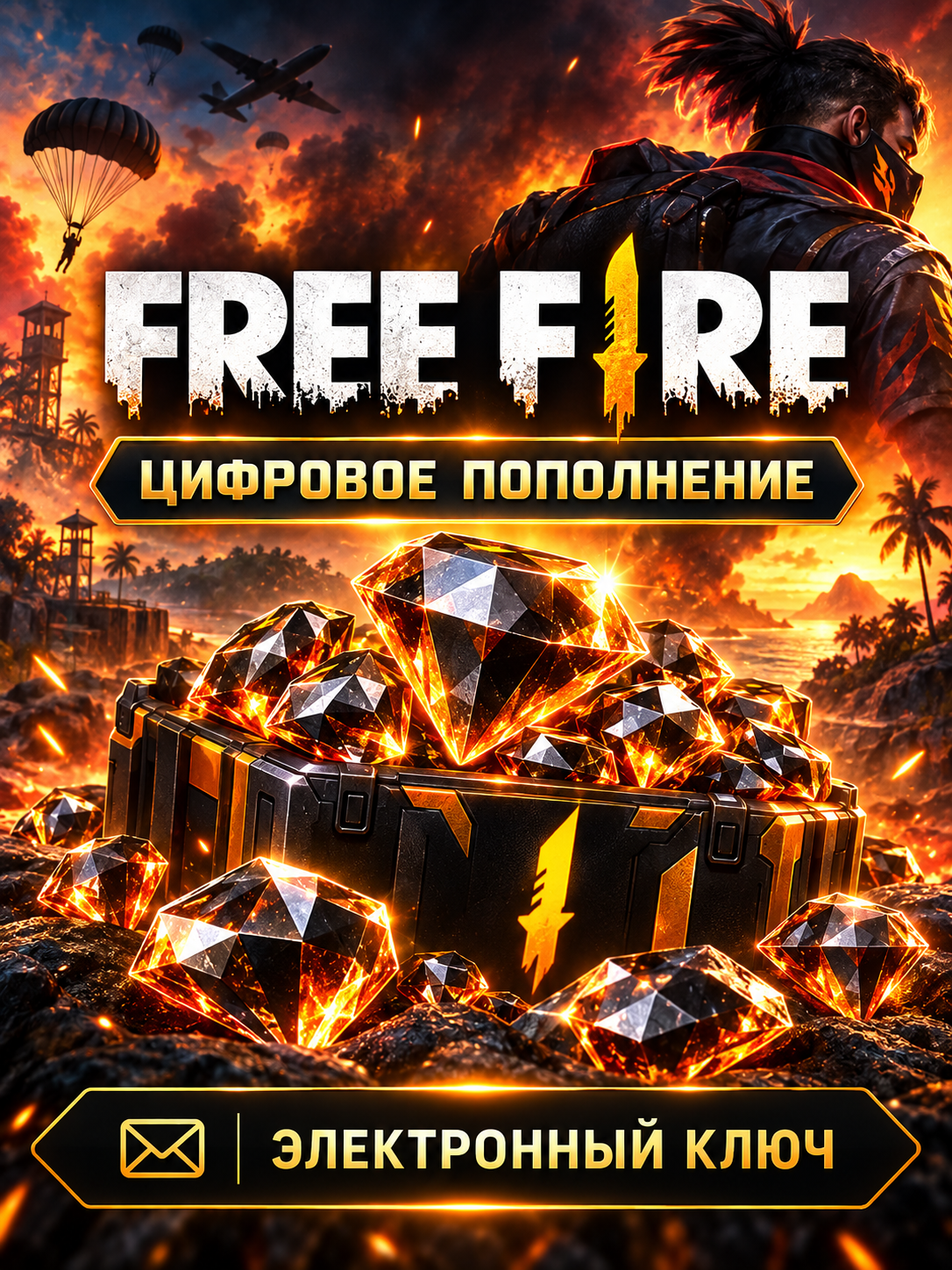 Игровая валюта Free Fire - 1060 + 106 Diamonds (СНГ), электронный ключ
