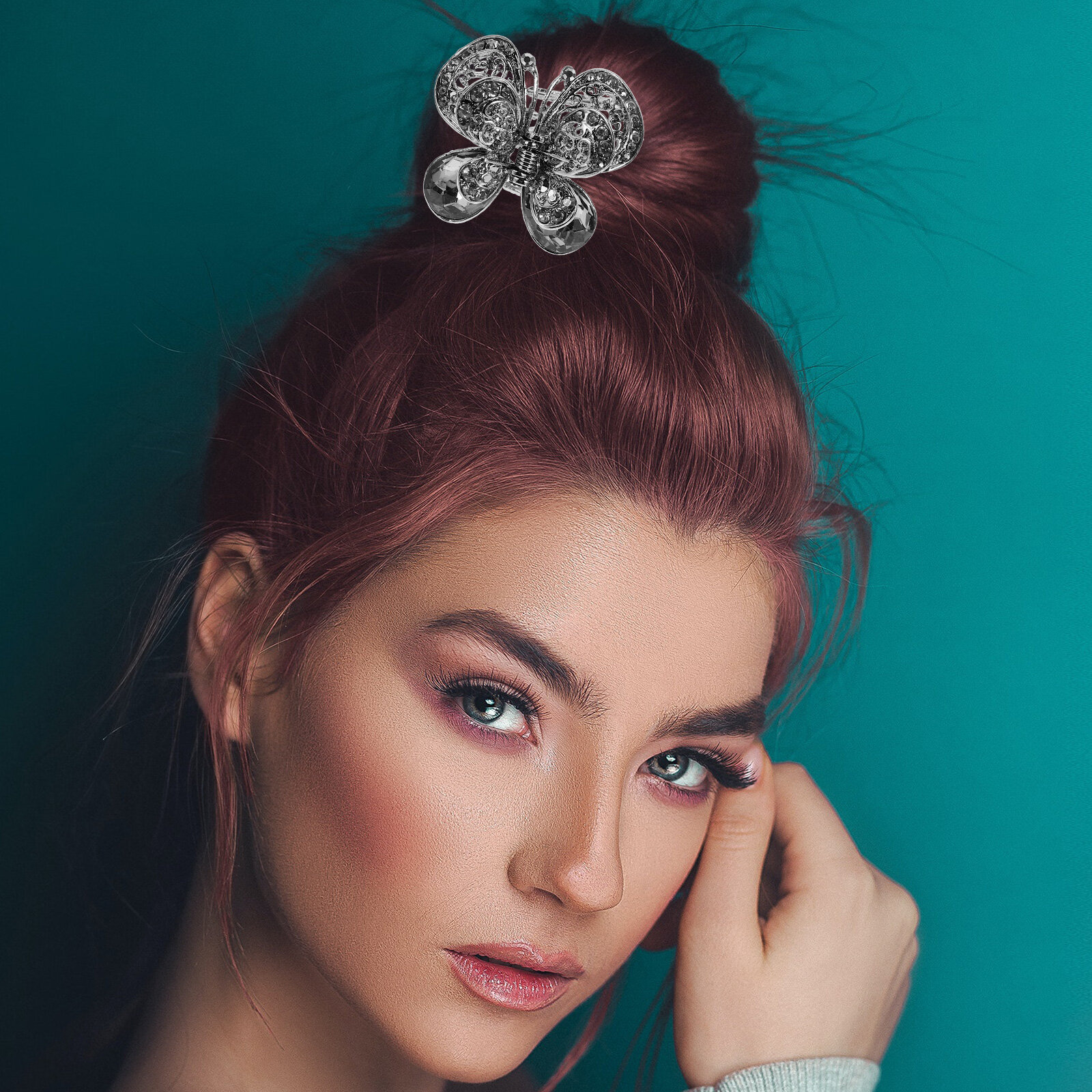 2 Штуки Женские Клеш hair clips С Риноками Винтажные Зажимы для Волос Серебристые 4 2X4X3 8CM