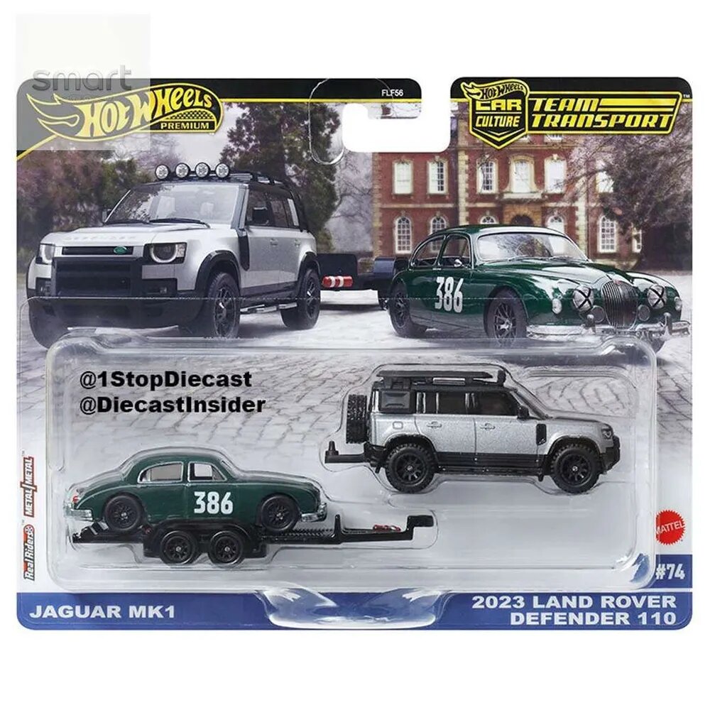 Игрушечный автомобиль 2023 Land Rover Defender 110 & Jaguar MK1, серия, масштаб 1/64