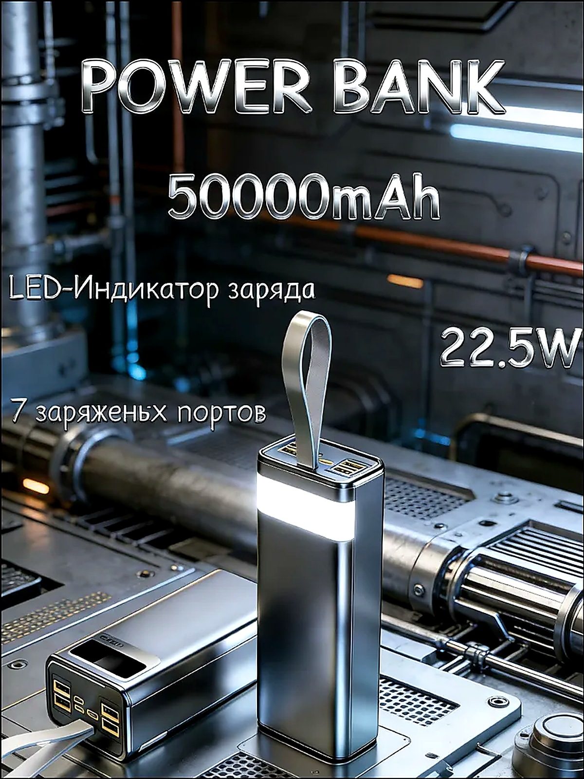 Качественный пауэрбанк K83 на 50000 мАч с быстрой зарядкой 22,5 Вт, эксклюзивная модель