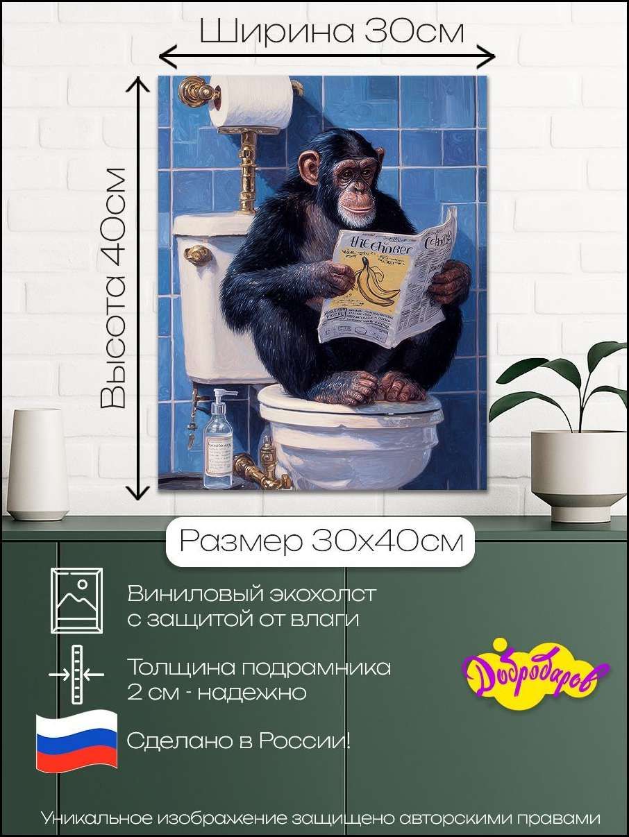 Картина на холсте "Обезъяна" 30x40 см