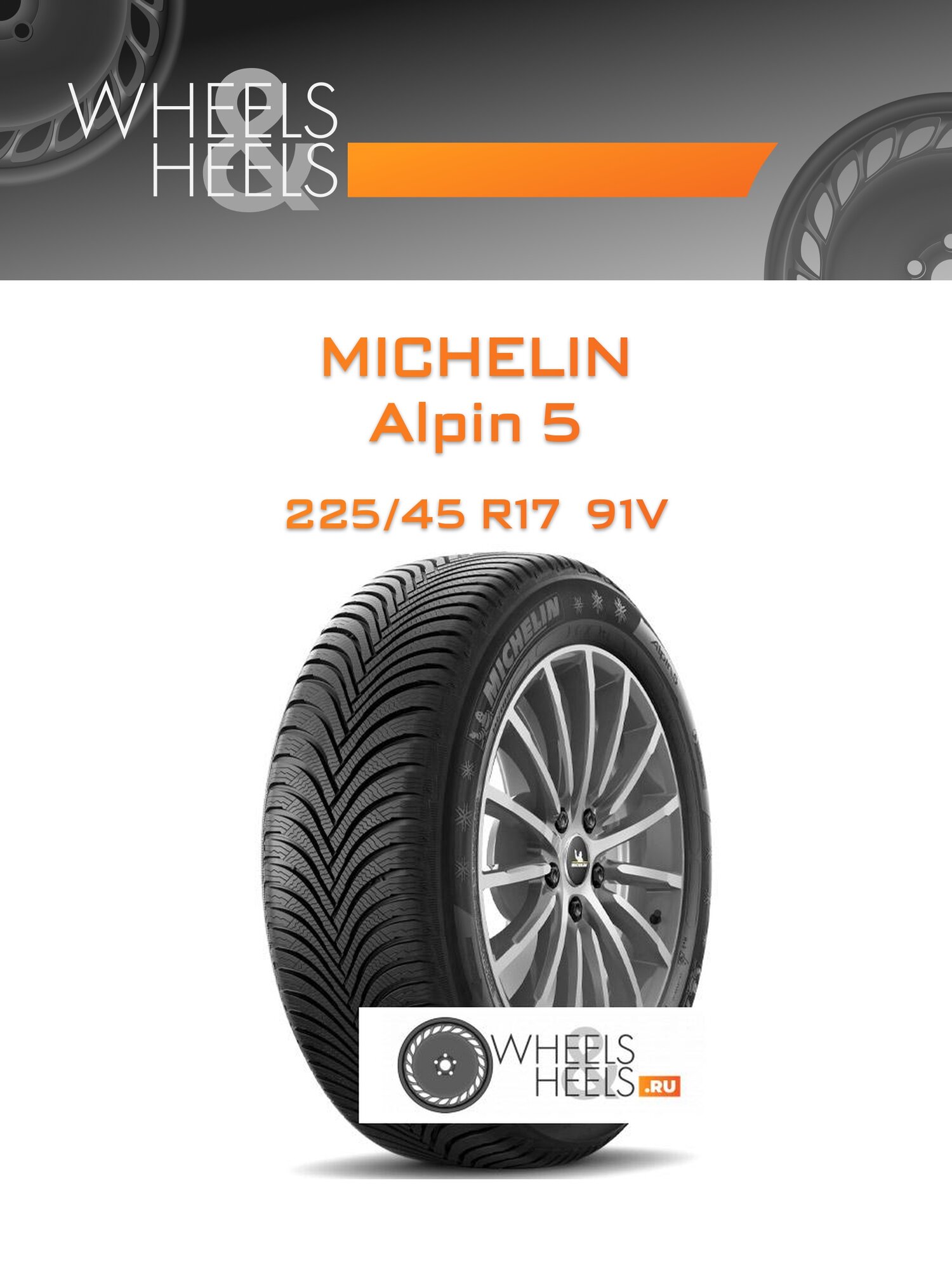 Шина автомобильная Michelin Alpin 5 225/45 R17 91V WINTER RF, зимняя, универсальная