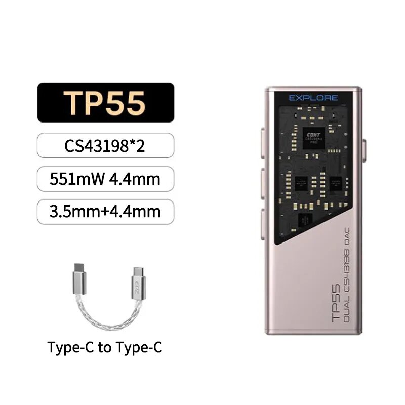 EPZ TP55 Type-C портативный цап усилитель для наушников / HiFi USB DAC переходник для наушников 3.5/4.4mm, UAC 1.0