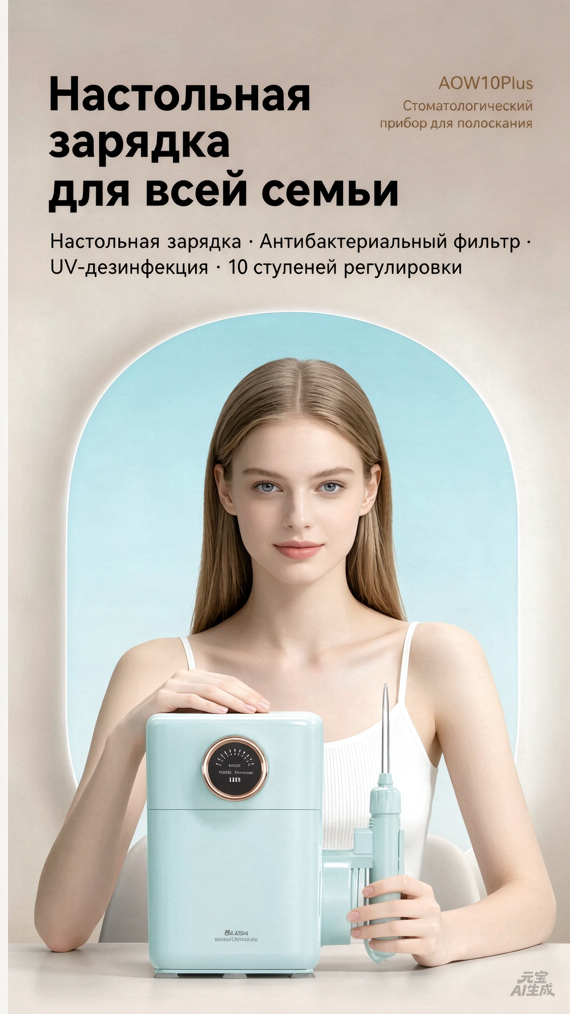Настольный ополаскиватель для полости рта BILESHI, заряжающая машина, резервуар для воды 800 мл, зеленый