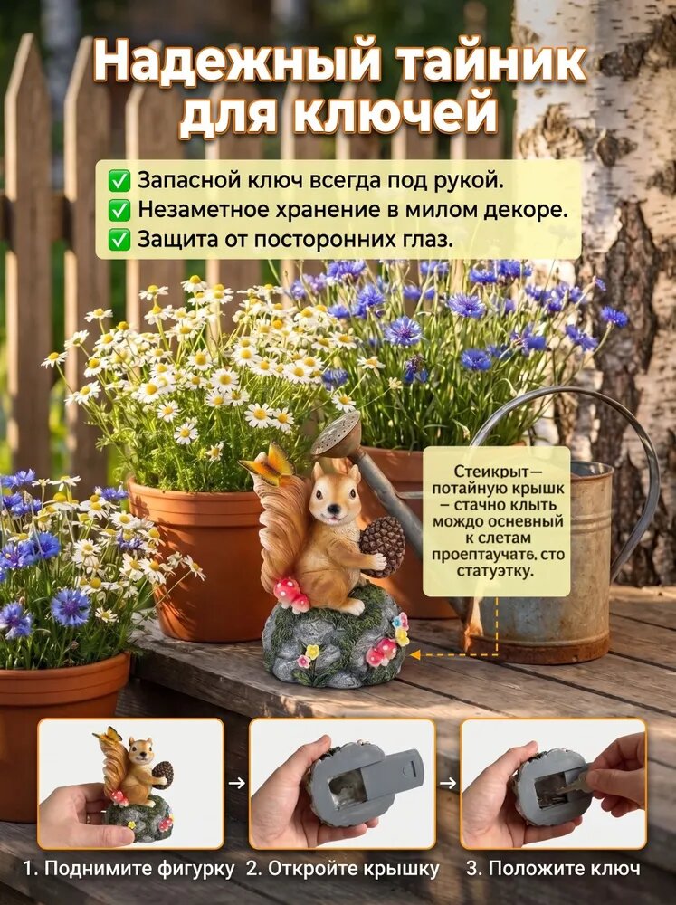 Бокс для ключей длина 10 см, ширина 10 см, высота 15.5 см 1 шт, смола, светло-коричневый