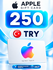 Карта пополнения Apple ID, 250 TRY, Турция, цифровой код Apple Gift Card | Подар...