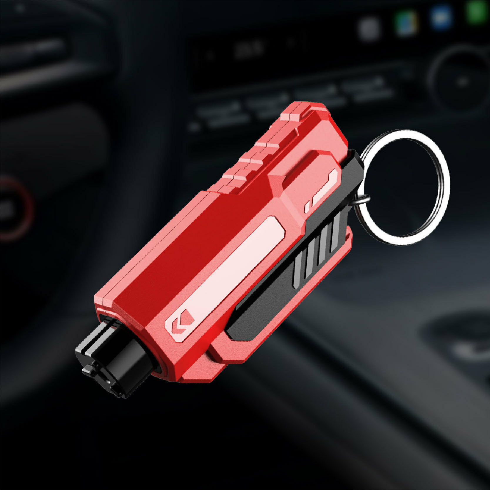 Алмазно-красный автомобильный аварийный стеклобой для безопасности, компактный инструмент, размеры 7.2x3.0x2.0 см