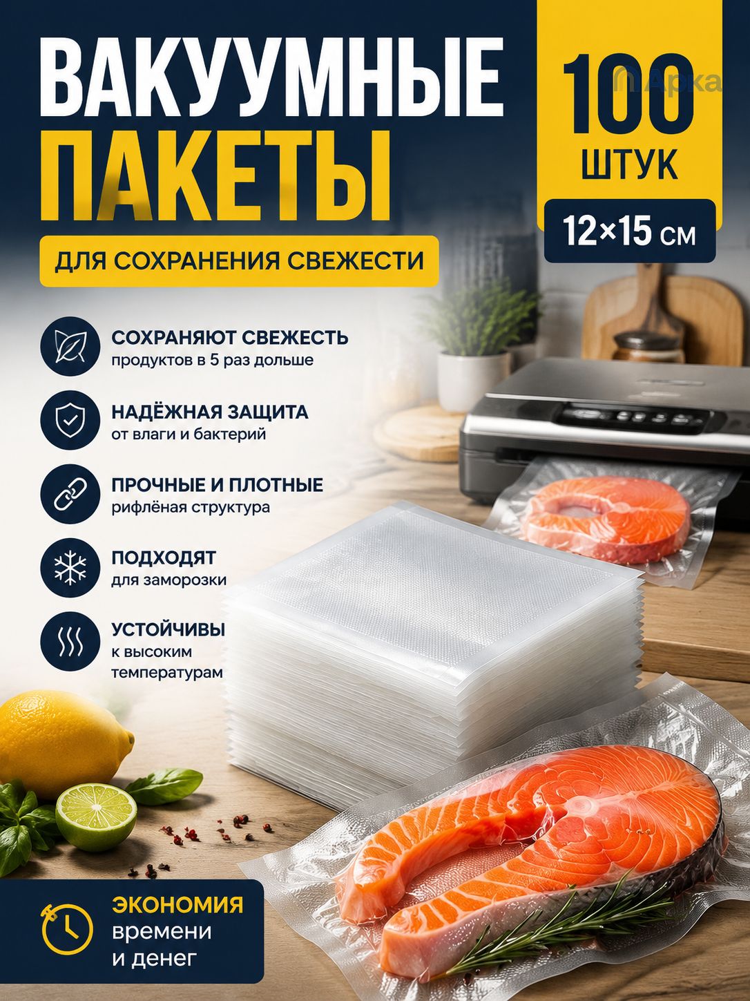 Пакеты для вакууматора 12х17 см 100 штук