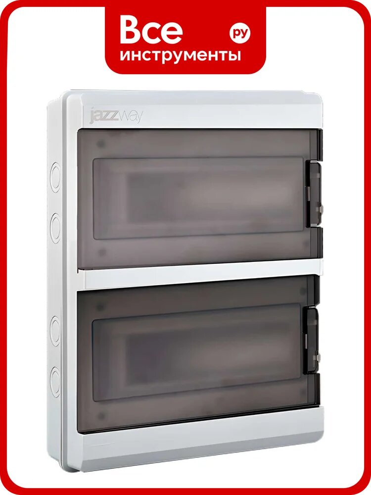 Щит распределительный бокс модульный навесной Jazzway pdb/w 3024 серый с прозрачной крышкой 24 модулей (щрн-пг-24) ip65 5077997
