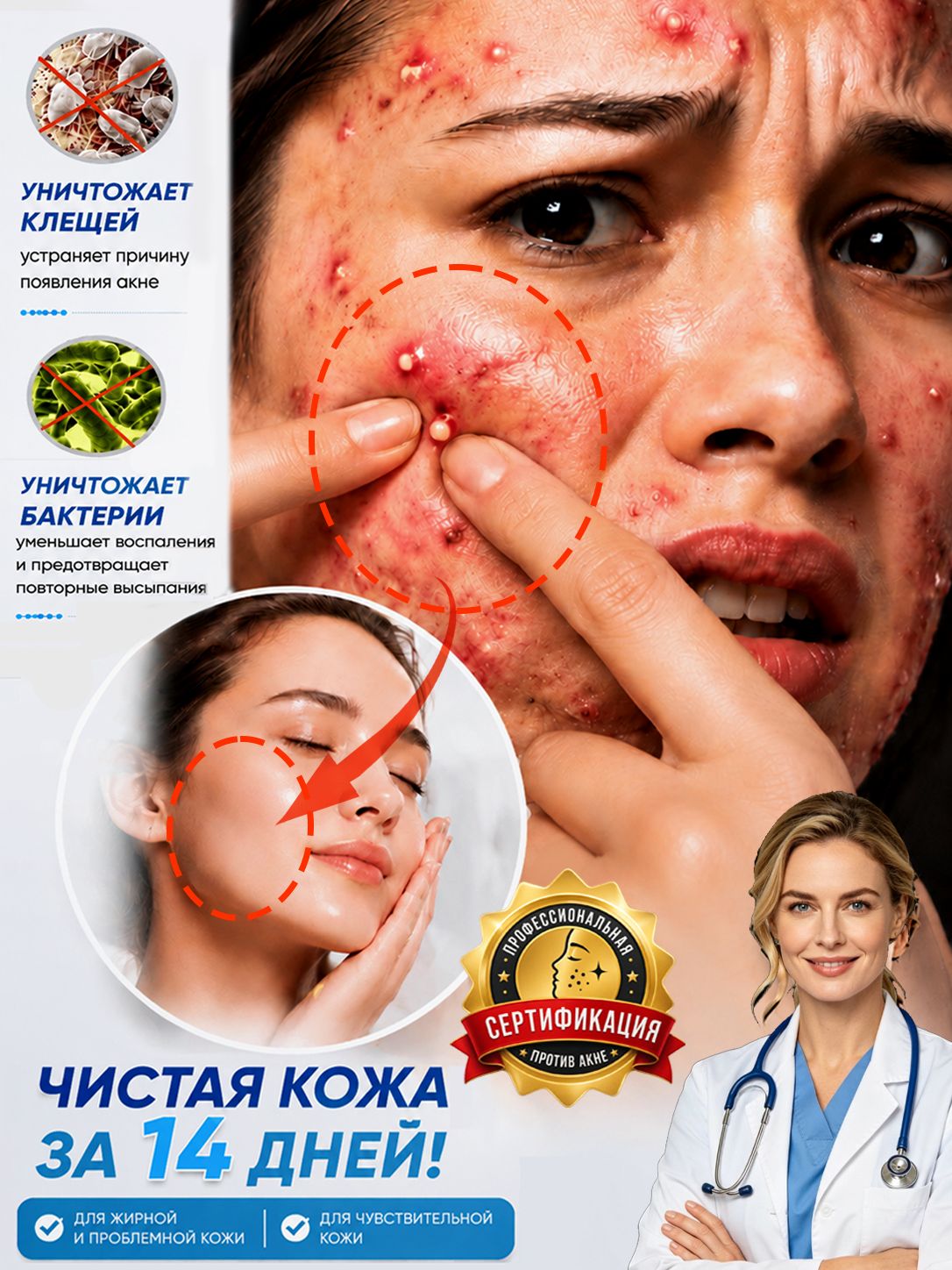 Крем для удаления пятен и прыщей, восстанавливающий, уничтожение клещей, анти-акне, несовершенства кожи на теледля мужчин и женщин,31г