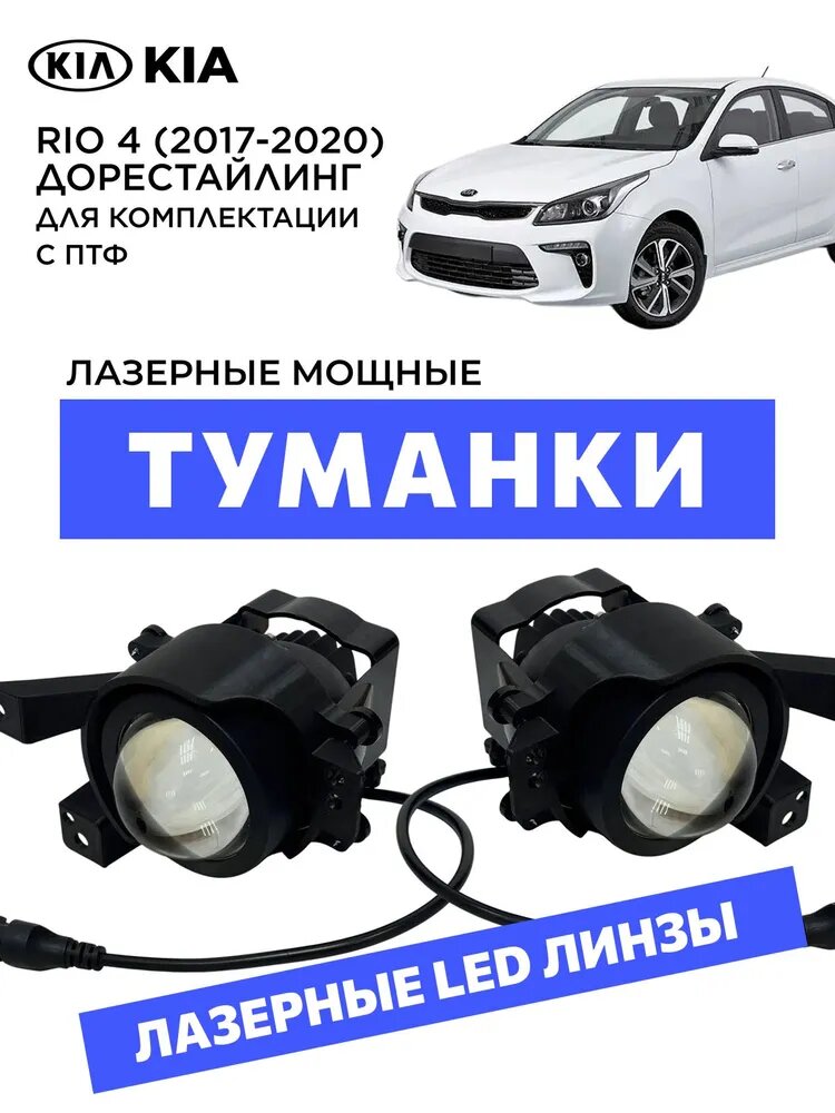 Светодиодные противотуманные фары Kia Rio IV 2017-2020 с штатными ПТФ Bi-LED для Киа Рио 4