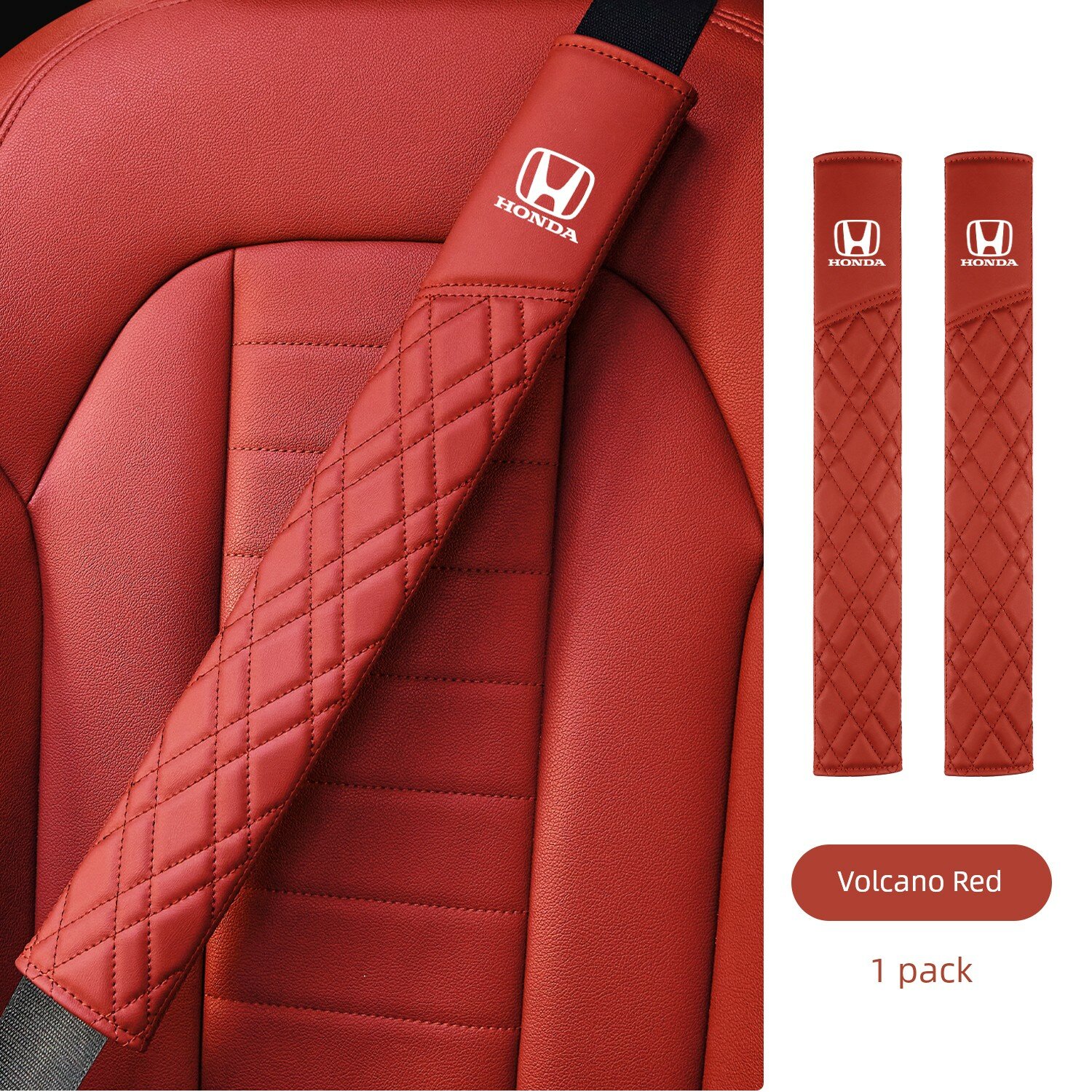 Накладка на ремень безопасности для автомобилей Honda, вулканический красный, 2 упаковки - автомобильный декор, удобная