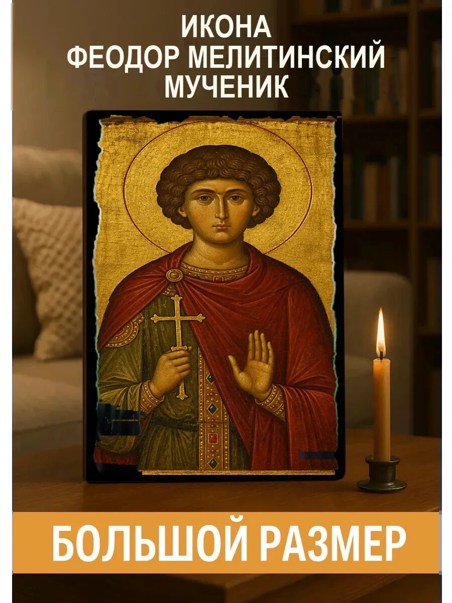 Икона Феодор Мелитинский, на дереве, 30×40 см, освящённая, ручная работа