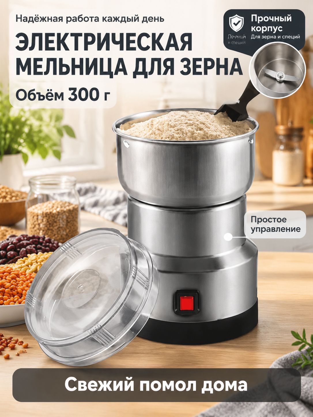 Электрическая Зерновая Шлифовальная Машина 300 Г Электрическая Мельница