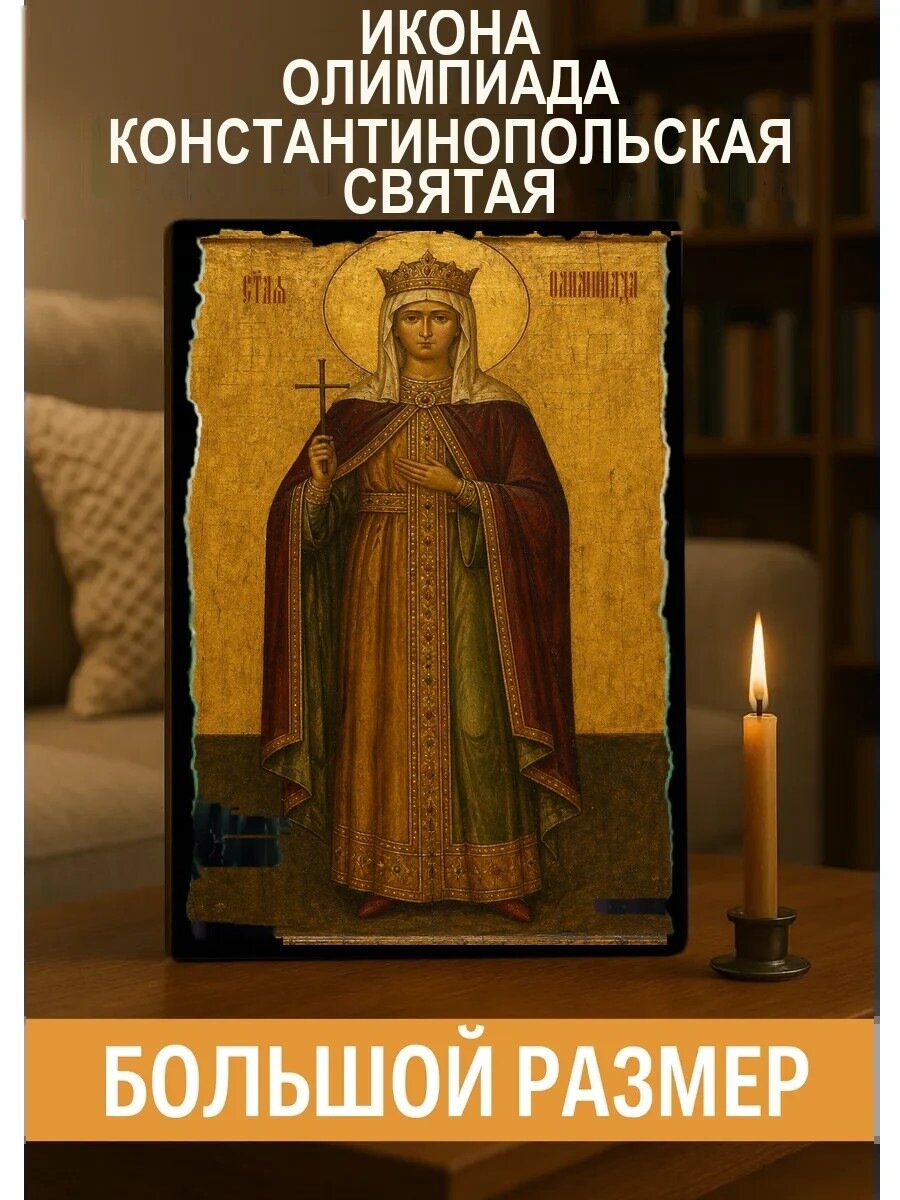 Икона Олимпиада Константинопольская, на дереве, 30×40 см, освящённая