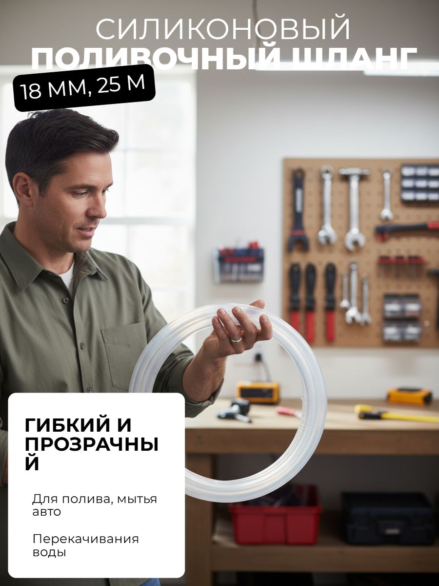 Шланг поливочный силикон d18 (бух.-25м)