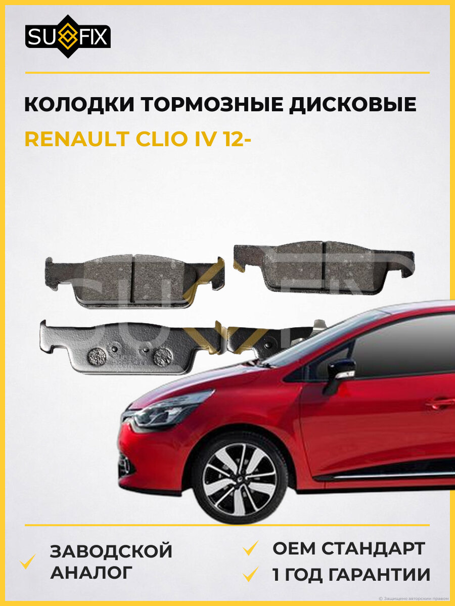 Колодки тормозные дисковые SUFIX SX1411 Рено Клио IV RENAULT CLIO IV 2012