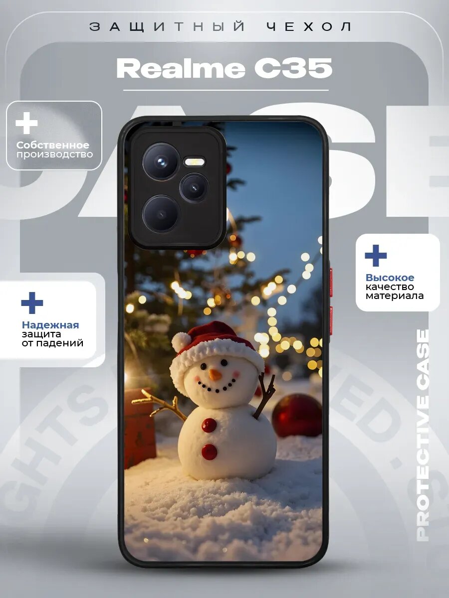Чехол на Realme C35 с принтом снеговик