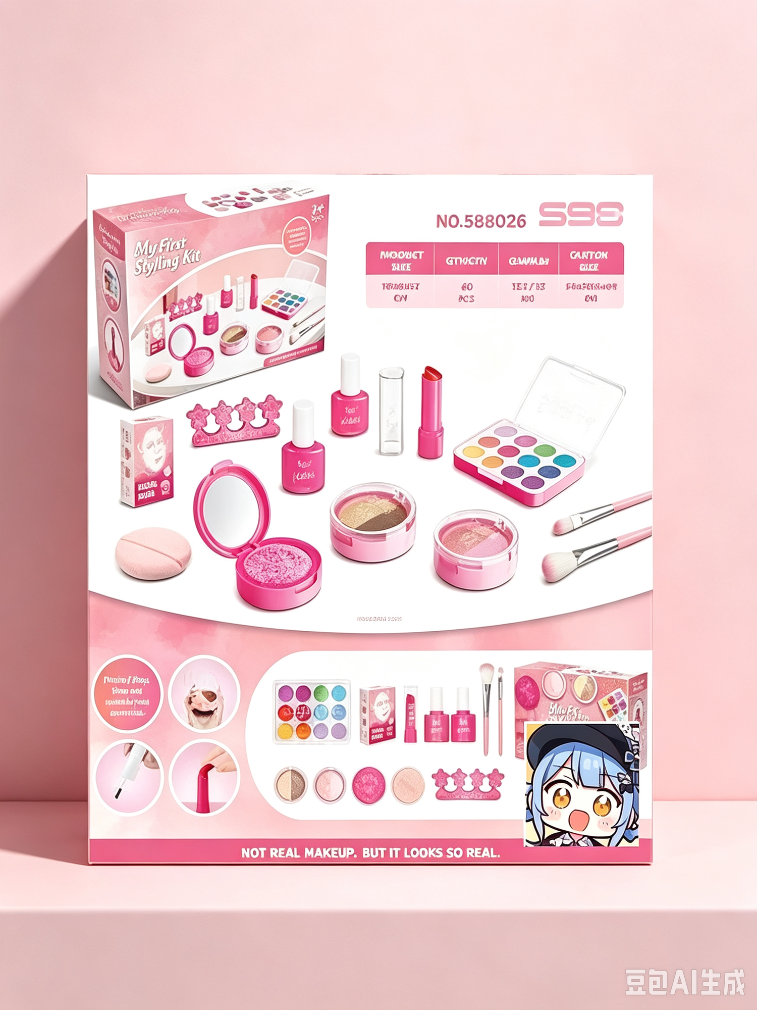 Игрушечная косметика муляж детский набор для макияжа в косметичке розовый пластик для девочек