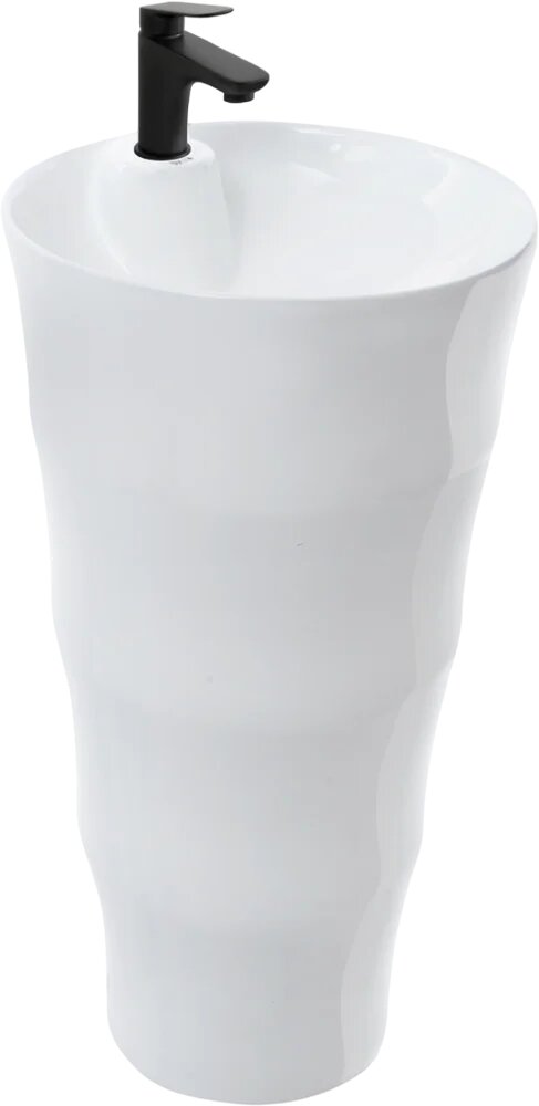 Раковина напольная Weltwasser WW Leerbach 10000005493 4242 GL-WT 42 фаянсовая, раковина для ванной, белая, круглая, со встроенным сливом-переливом