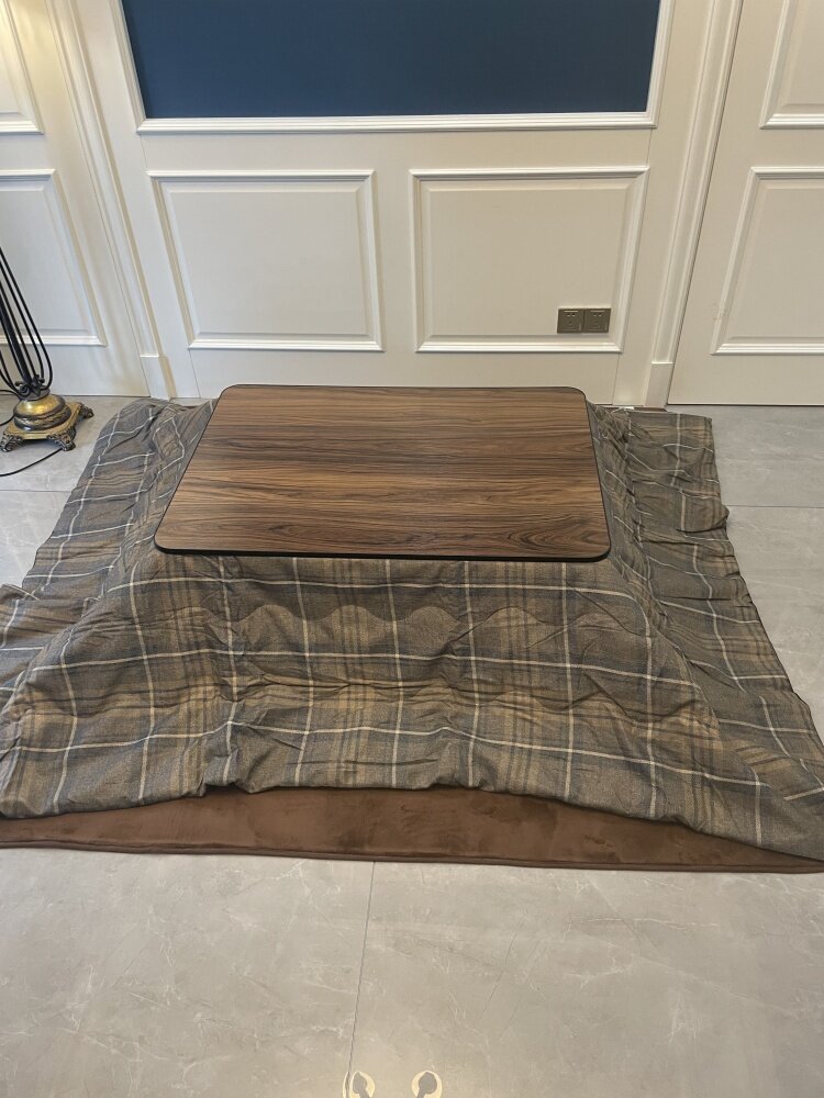 Современный набор kotatsu из 4 предметов: стол с подогревом, одеяло, обогреватель, 105х75 см