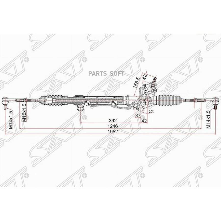 Рейка рулевая Toyota Land Cruiser Prado (J120) 02-09 / Lexus GX 02-09 (Левый руль) от официального дистрибьютора, SAT, артикул ST4420035061