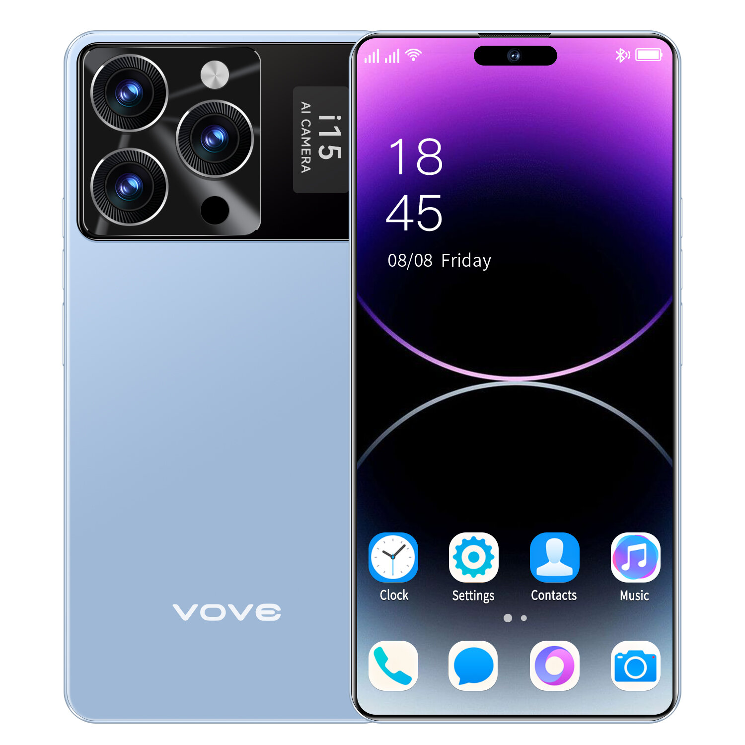 Смартфон i15 Pro, 16GB/1024GB, экран 6,74 дюйма, камера 24МП, Android 14, черный- экран для здоровья зрения