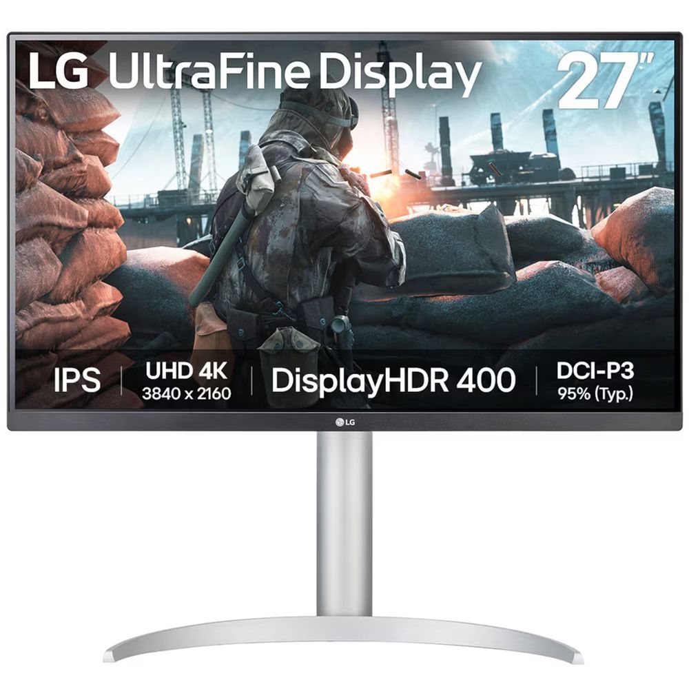 Монитор 27' LG 27UP650K-W/ LG 27UP650K-W 27" IPS monitor, 3840x2160, 400cd/m2, 16:9, 5мс (GtG), HDMIx2, DP, Headphone Out, 60Hz, 178/178, внешний БП, VESA 100x100, HAS 110mm, white/silver/black