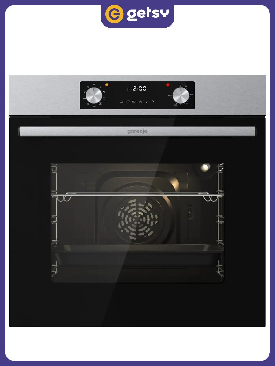 Электрический духовой шкаф Gorenje BO6737E02AXN, 59.5 см, 73 л, 9 режимов, гриль, конвекция, нержавеющая сталь
