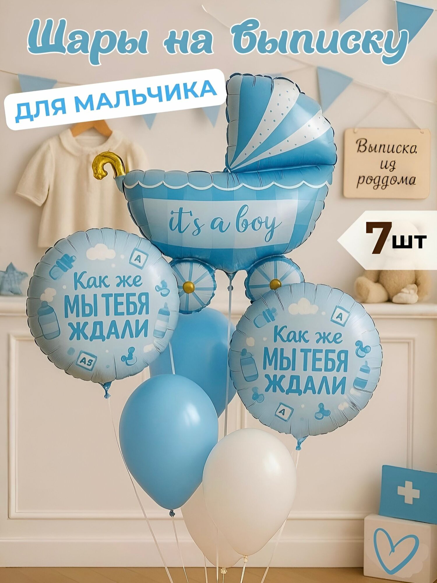 Воздушные шары на выписку мальчика новорожденного