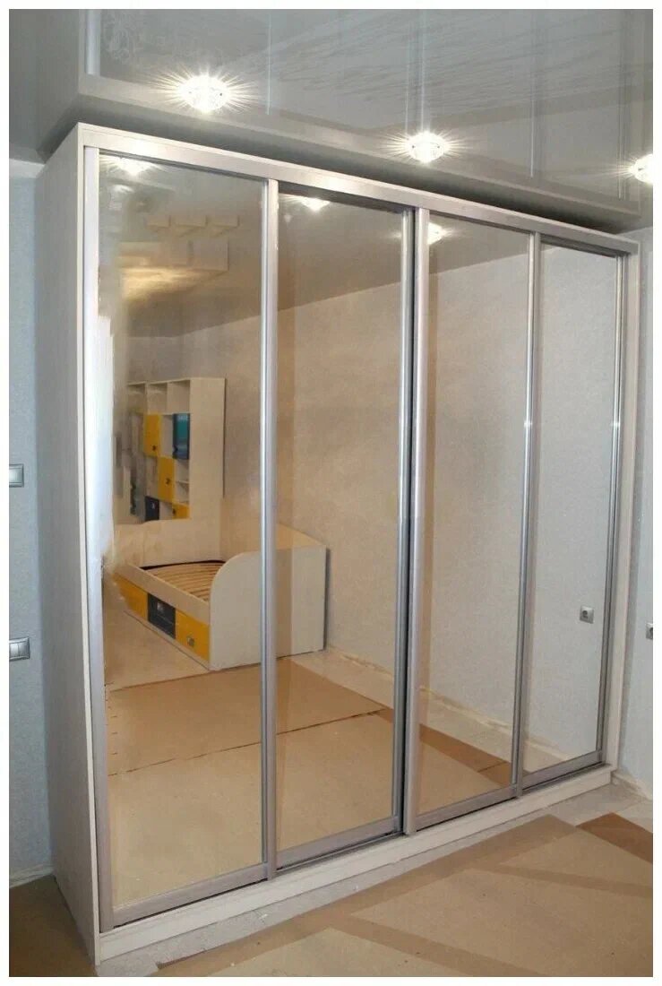 Шкаф купе, для одежды Верона 4, МФ-Купе, 240х45х220, с зеркалом, цвет белый