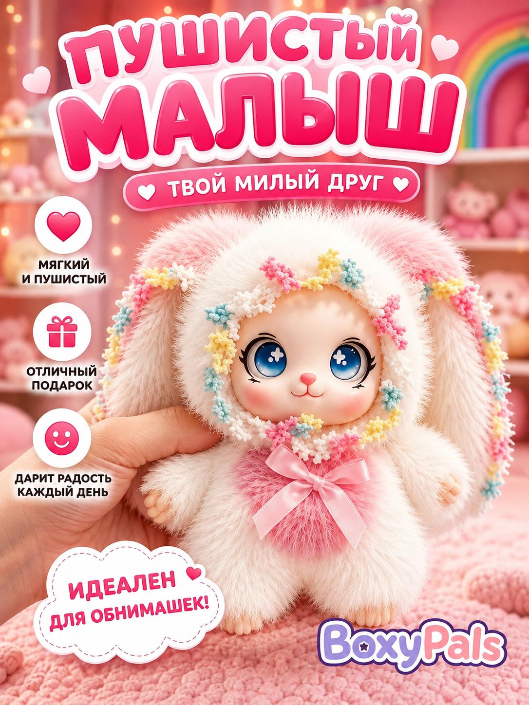 Мягкая игрушка Плюшевый кролик ручной работы DIY, милый брелок для рюкзака и ключей, подарок
