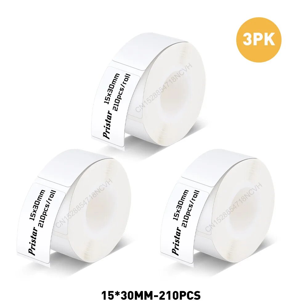 Термоэтикетки 15x30mm, 210 шт/рулон, 3PK