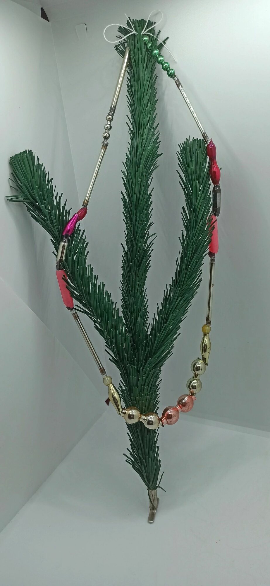 Винтажные советские елочные бусы из стекляруса, СССР, 75-80 см, ф28