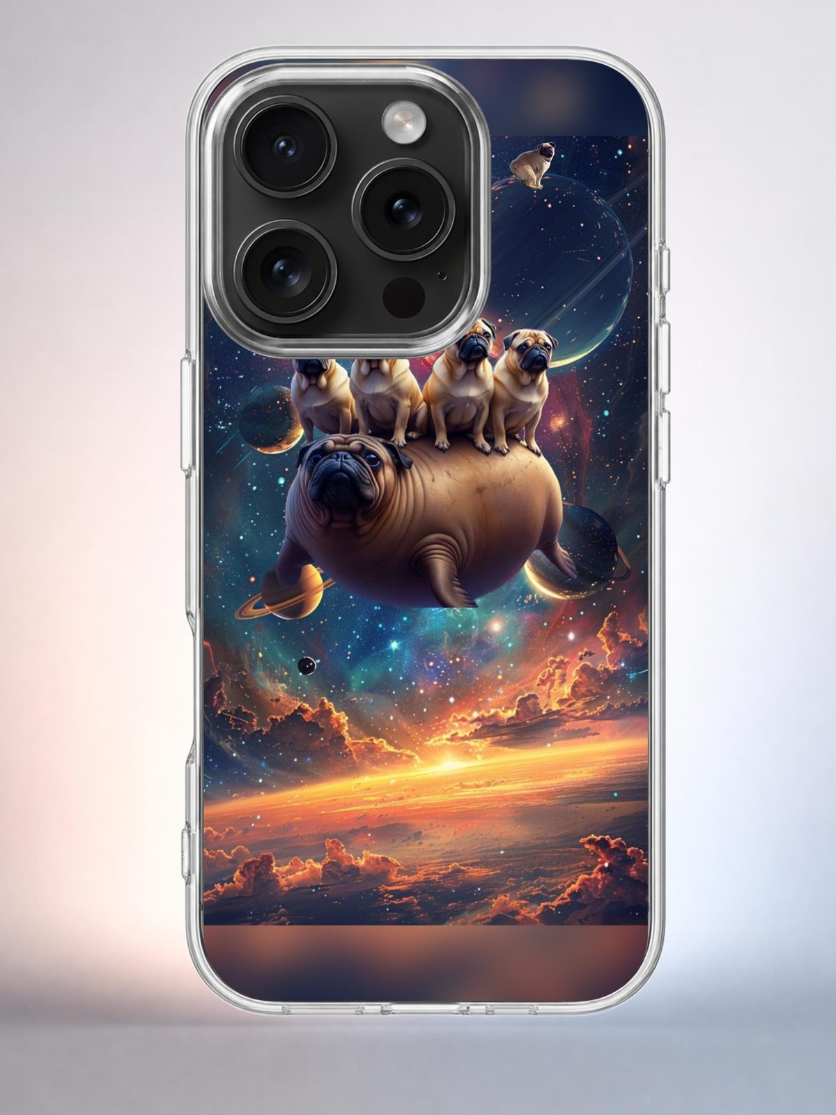Чехол iPhone 15 Pro Мопсы в Y2K Indie Sleaze