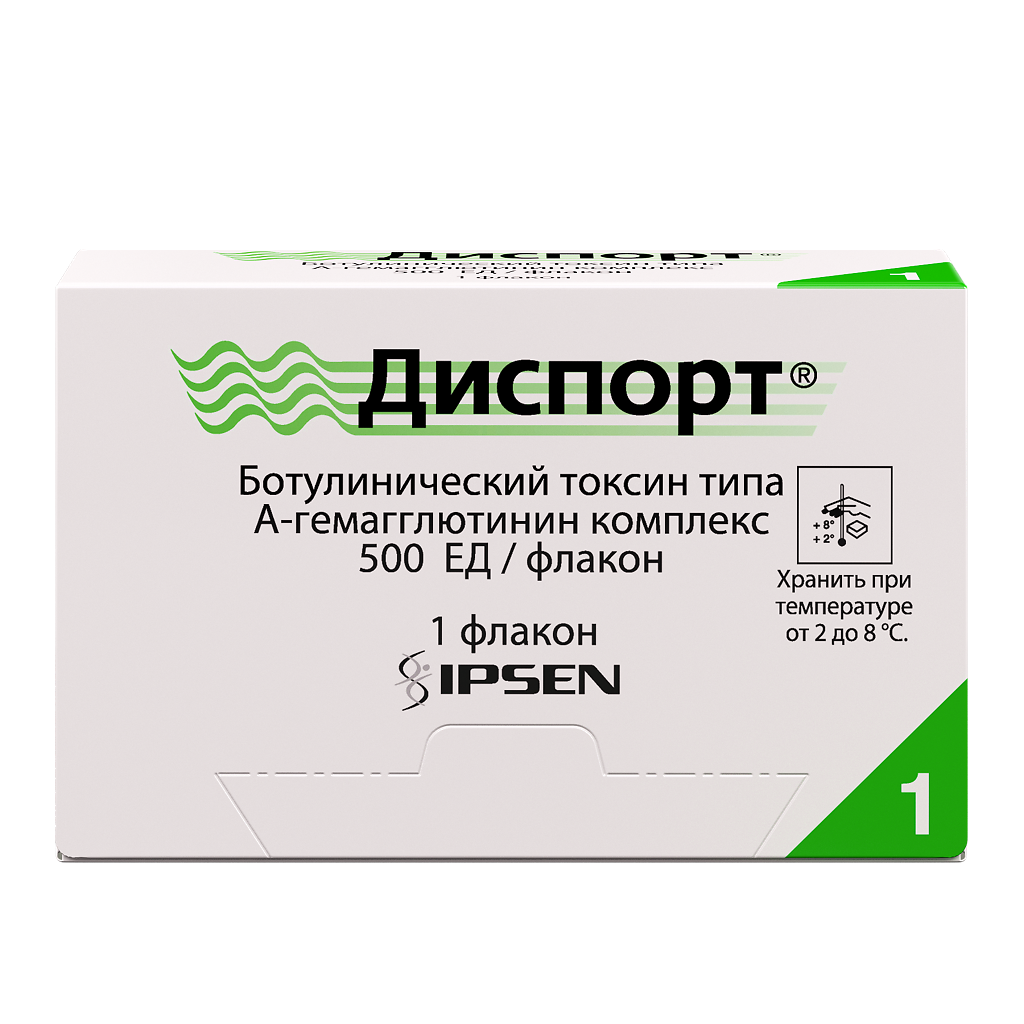 Диспорт лиофилизат д/приг раствора для инъекций 500 ед 1 шт