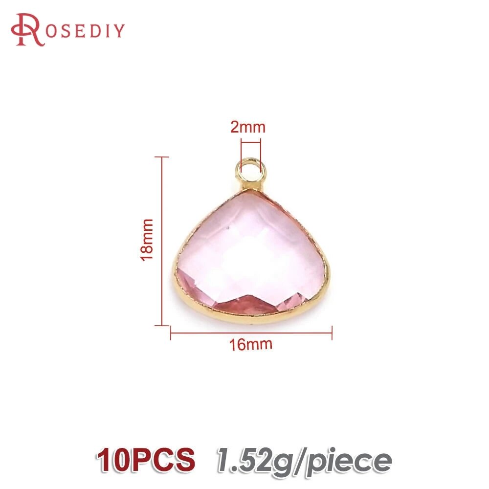 Подвески-шармы Rosediy из латуни и стекла 36165-Pink