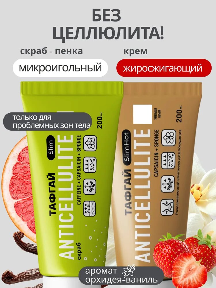 Тафгай Slim Скраб для тела антицеллюлитный и крем со спикулами микроиглами