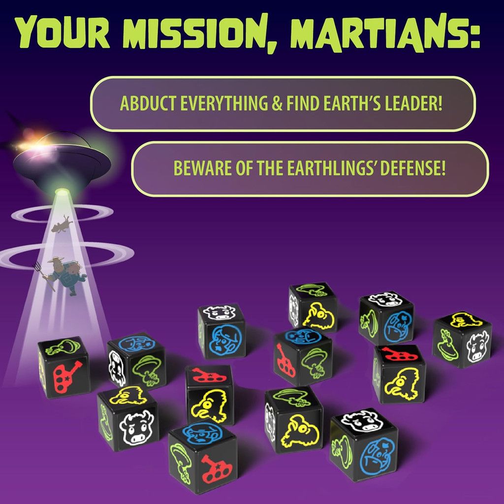 Calliope Martian Dice, Crazy Alien Invasion Game, Press-Your-Luck Dice Game for 2-6 Players Ages 8 & up Карточная игра Настольная игра