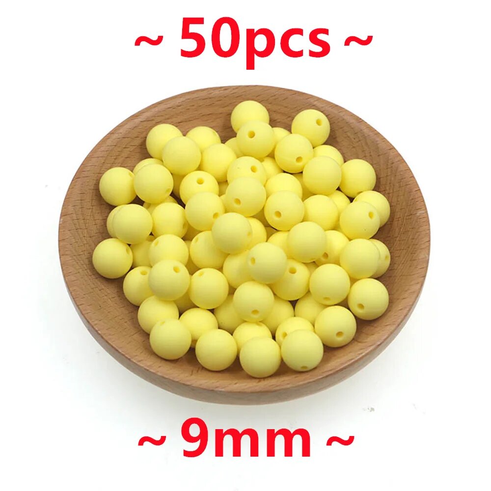 Силиконовые бусины 9 мм, 50 шт. Желтый, 50pcs cream yellow