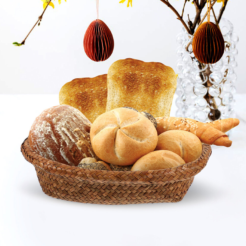 Корзина Для Хлеба И Фруктов Из Соломы Прочная И Долговечная 37.00X27.00X9.50Cm
