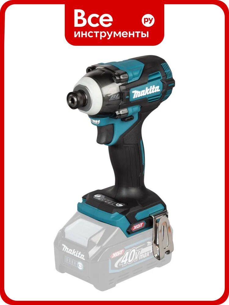 Шуруповерт аккумуляторный ударный Makita XGT 40 В, бесщеточный, 1/4", 230 Нм, 4 режима удара, T-режим, без аккумулятора и зарядного устройства TD004GZ