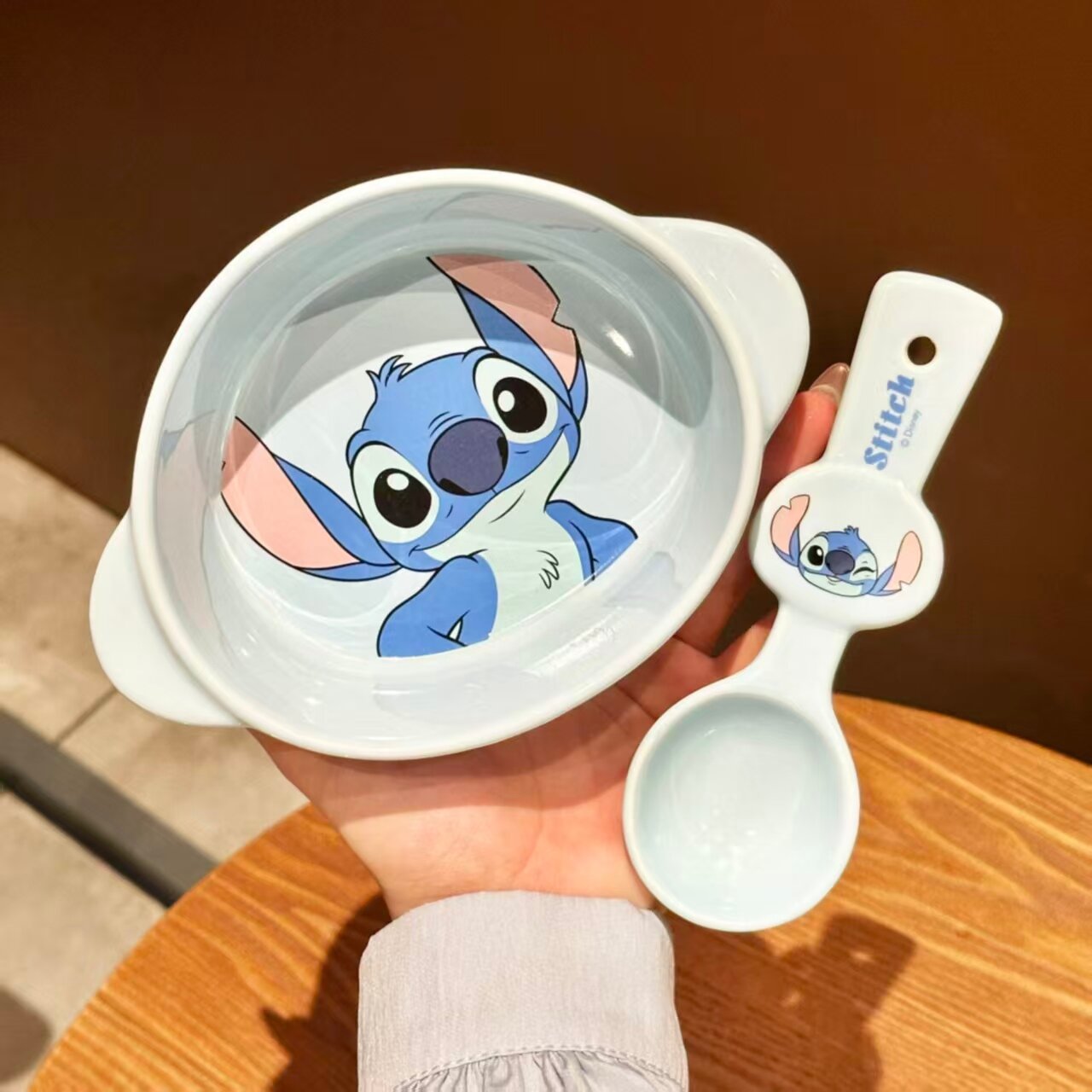 Милый набор тарелок и ложек с изображением Стича из Disney — включает миску и ложку