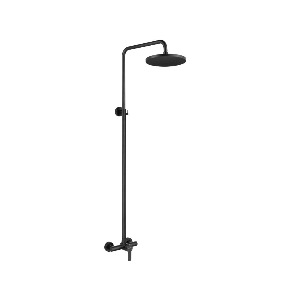 Душевая стойка Fmark FS8205H со смесителем, черная, матовая, душевая система с тропическим душем, нержавеющая сталь, рычаг сбоку