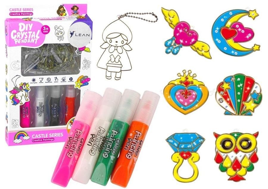 Набор для рисования, росписи Lean Toys витражи-подвески DIY, 6 шт