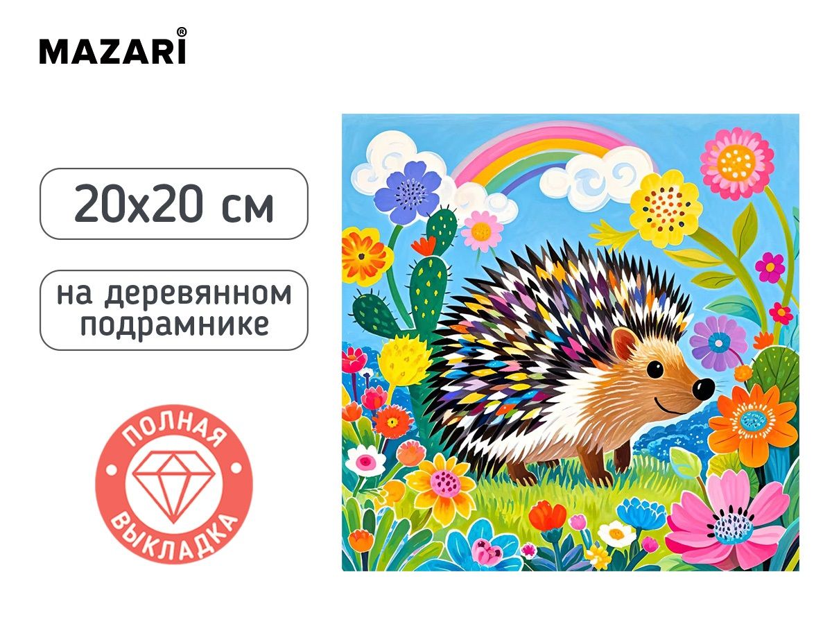 Алмазная мозаика Ёжик 20x20 см полная выкладка
