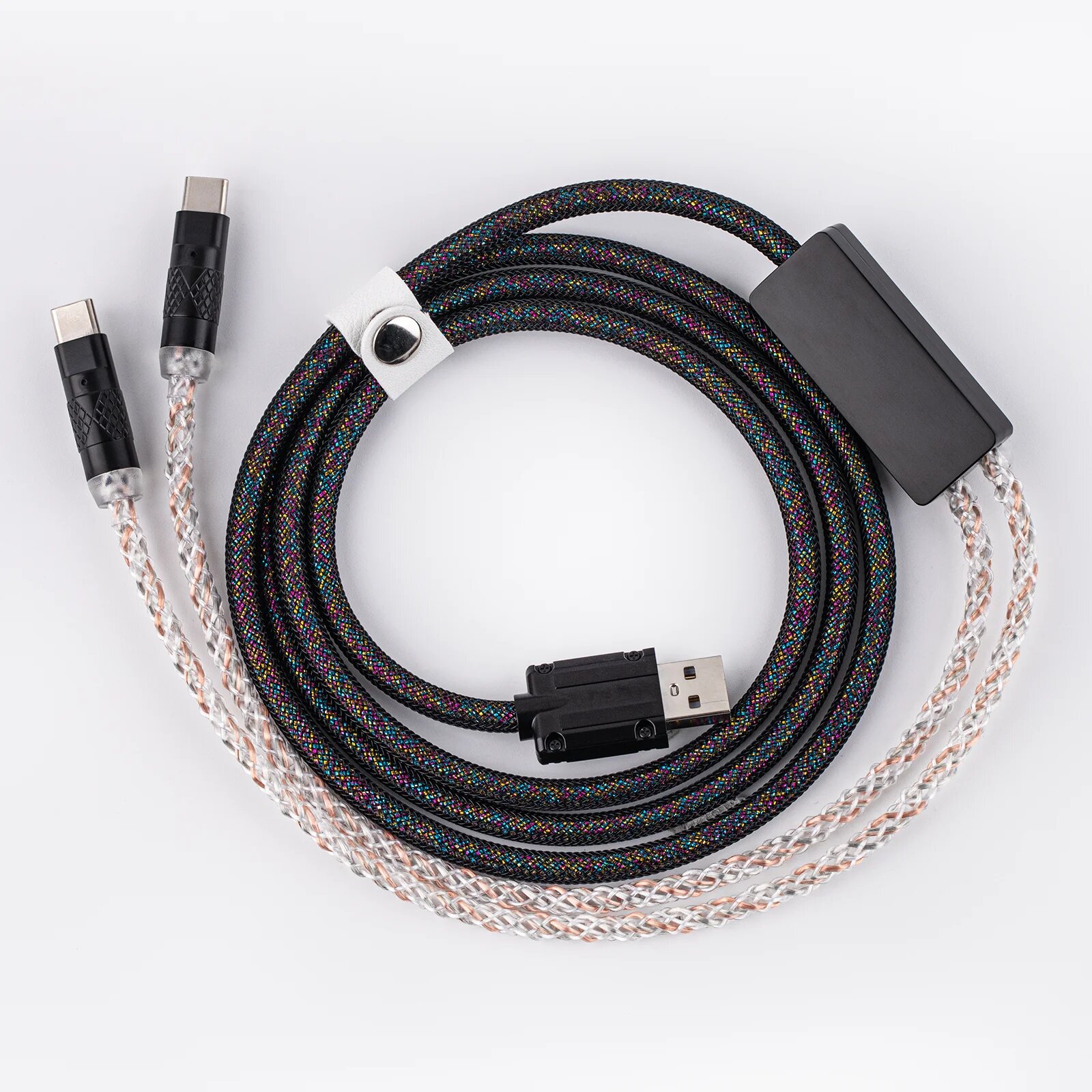 Кабель EPOMAKER MIX PRO 1.5м 2-в-1 для клавиатуры и мыши с RGB подсветкой Черный, Black